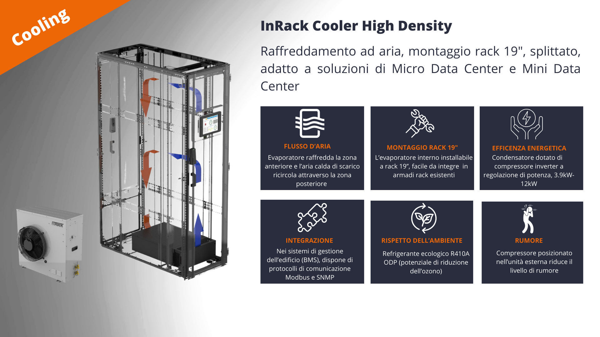 Condizionamento data center, armadi server condizionati